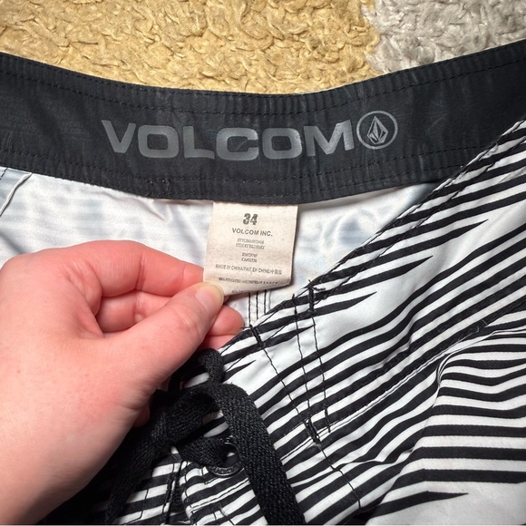 Volcom | Swim | Volcom Mens Striped Black And White Board Shorts | Poshmark